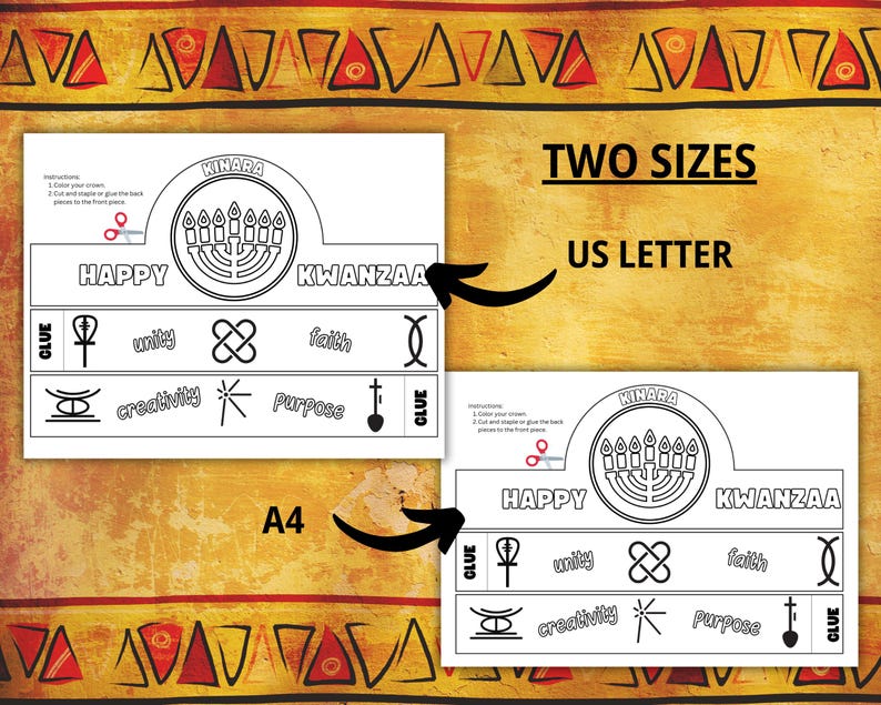 Kwanzaa Paper Crowns, Kwanzaa Coloring Craft, Downloadable DIY Crafts ...