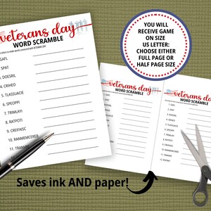 Veterans Day Word Scramble, Veterans Day Word Games, Veterans Day Games ...