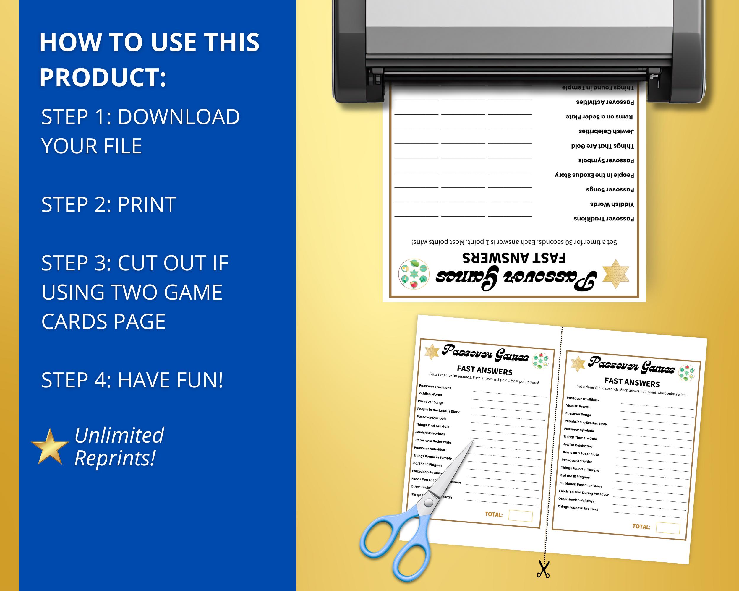 Passover Fast Answers Game, Passover Games, Jewish Games, Passover ...