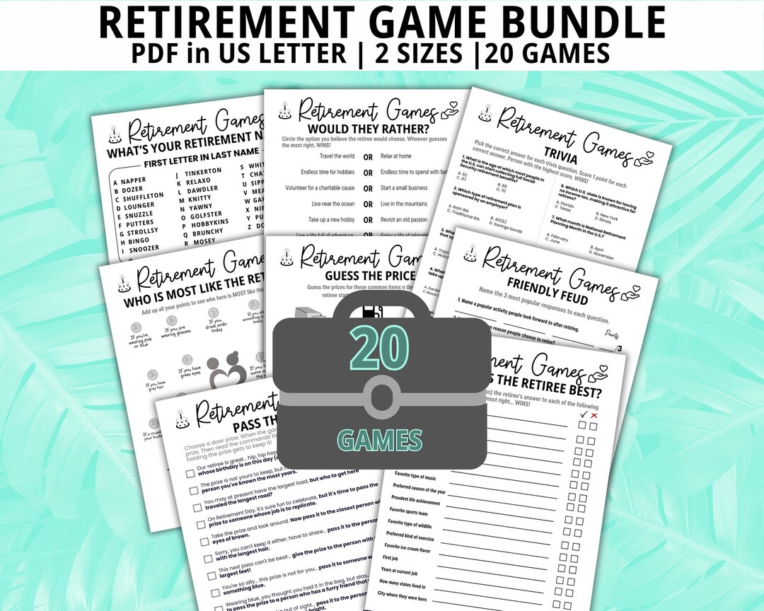 Retirement Games, BUNDLE, Happy Retirement, Retirement Keepsake ...