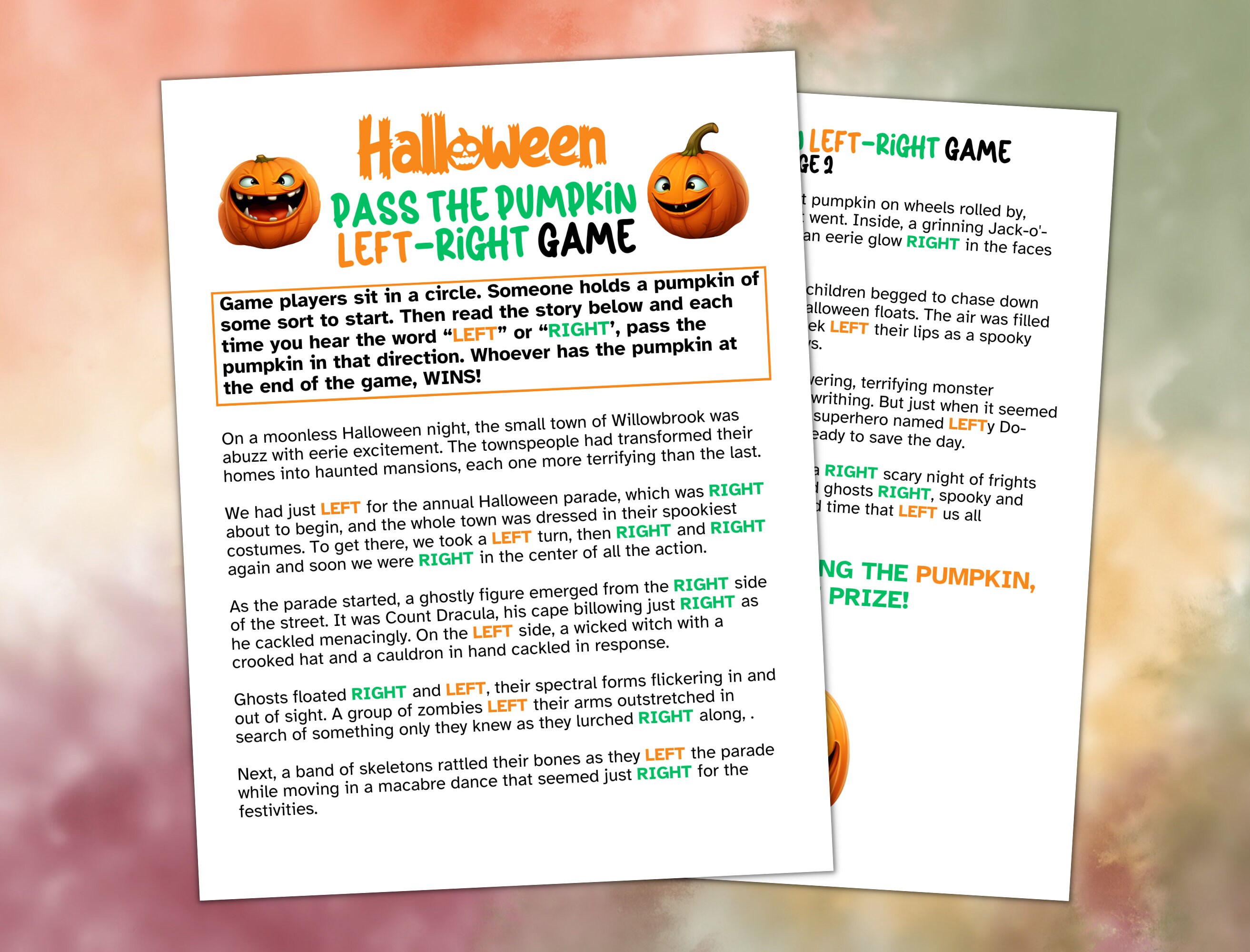 Pass the Pumpkin, Halloween Left Right Game, Pass the Gift Game ...