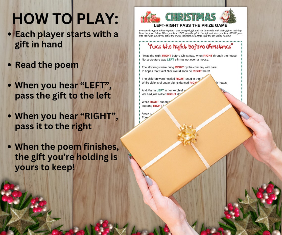 Christmas Left Right Game, Pass the Gift Game, Christmas Game, Pass the ...
