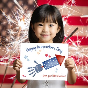 Firecracker Handprint Craft, 4th of July Handprint Craft, Patriotic ...