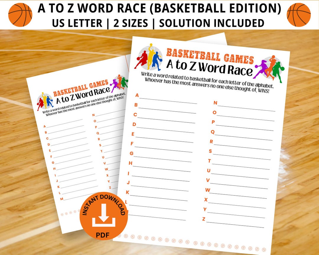 Basketball Word Race Game, Basketball Games, Basketball Party, Family ...
