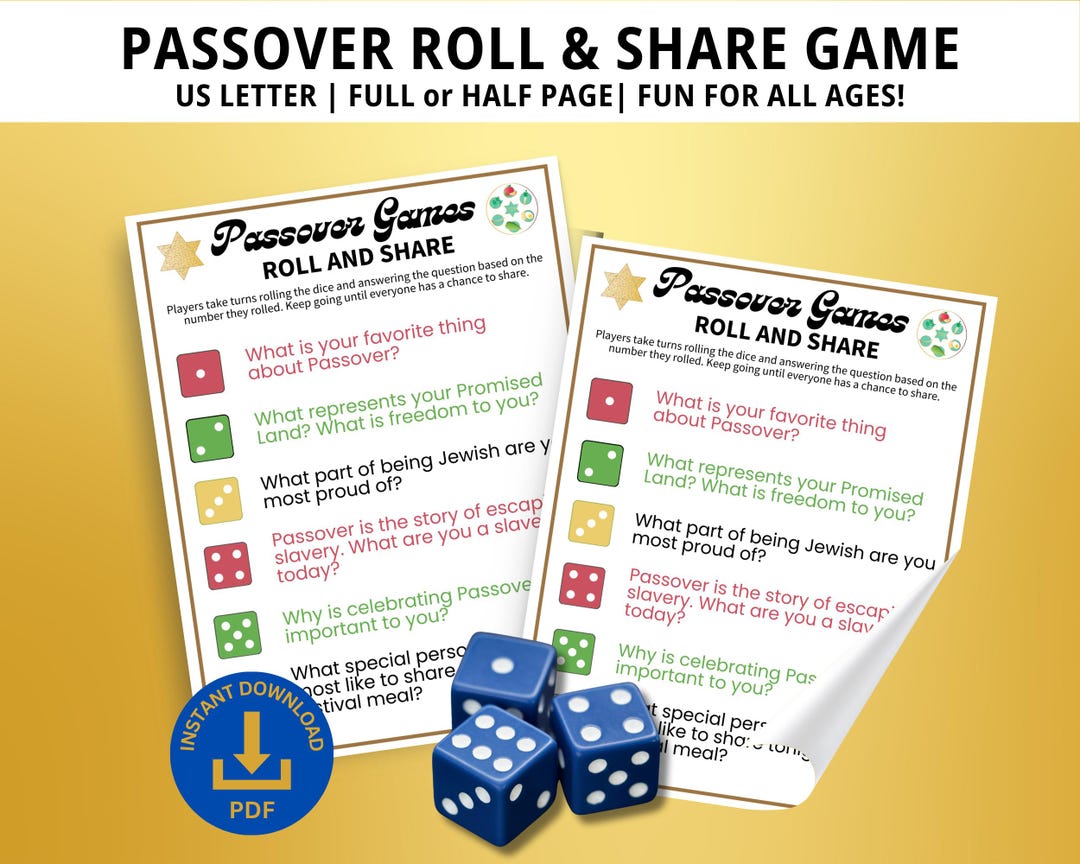Passover Roll and Share Dice Game, Passover Games, Jewish Games ...