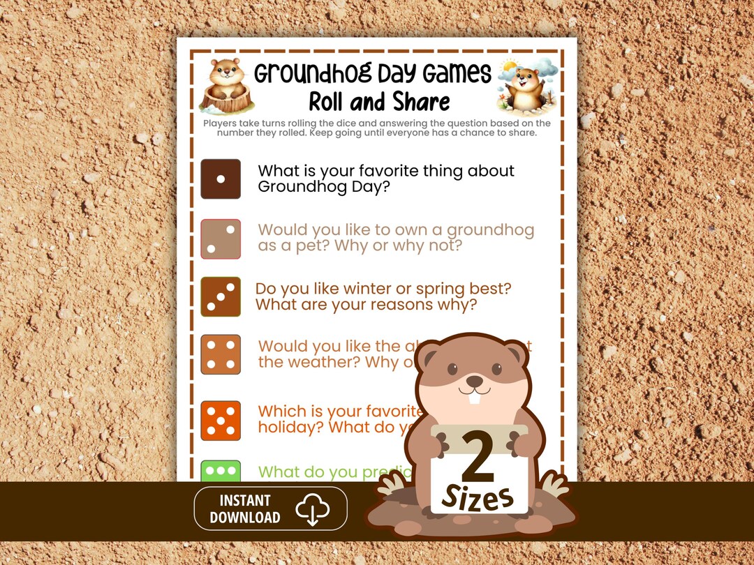 Roll and Share, Groundhog Day Games, Dice Game for Kids, Conversation ...