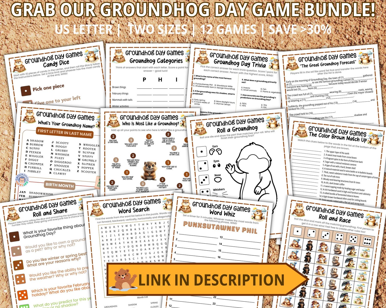 Who is Most Like a Groundhog Game, Groundhog Day Games, Family Game ...