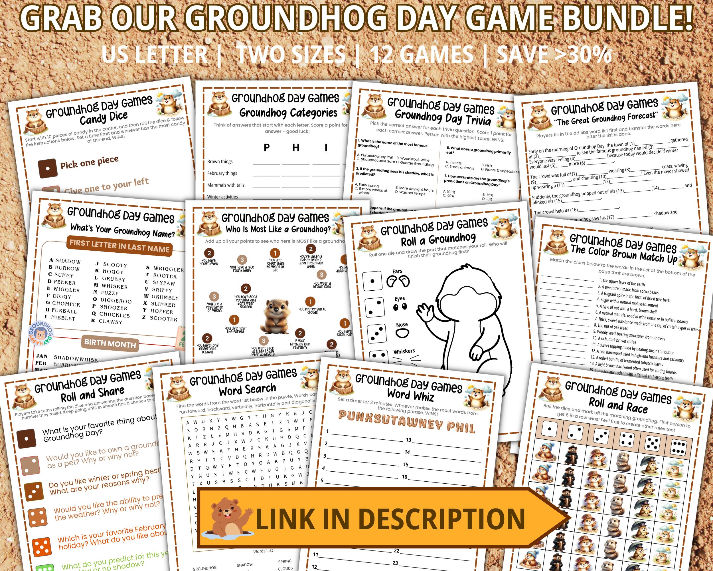 Who is Most Like a Groundhog Game, Groundhog Day Games, Family Game ...