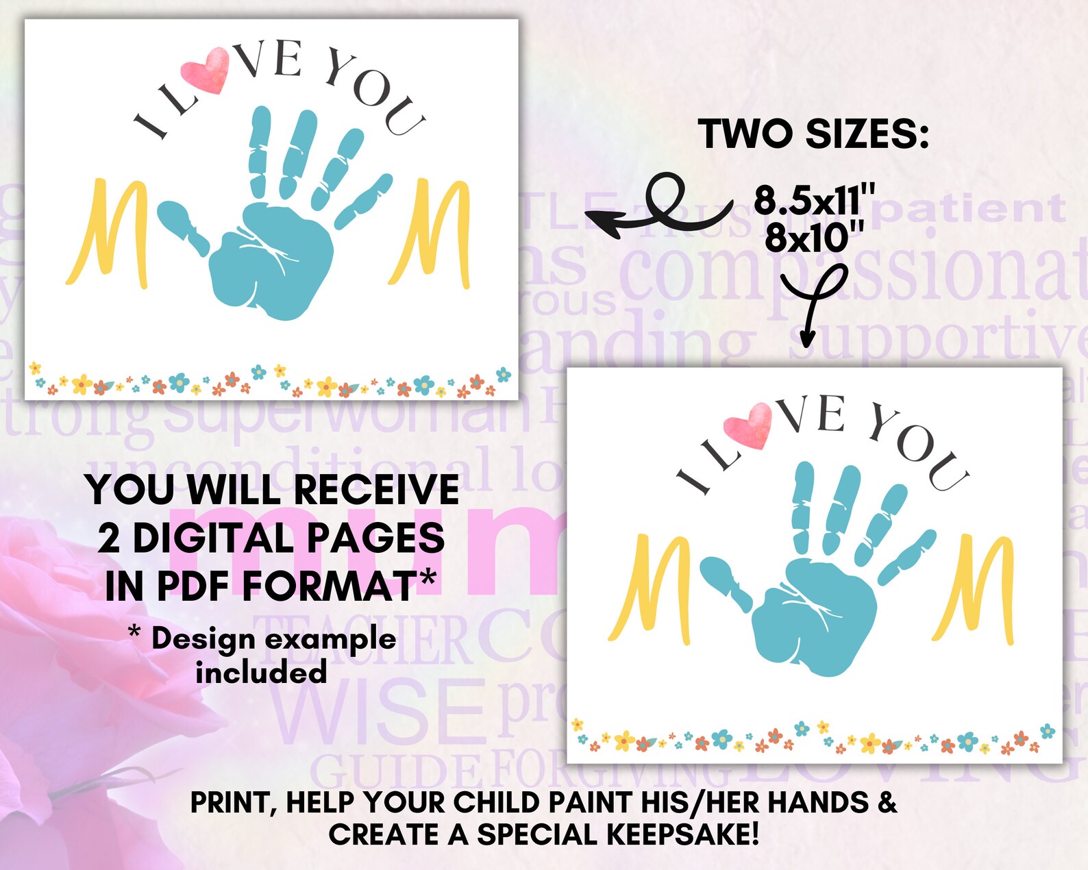Mother's Day Handprint Craft, I Love You Mom, Handprint Art, Handprint ...