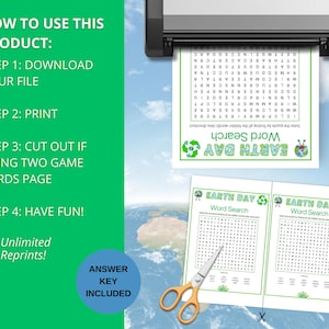 Earth Day Word Search Game, Earth Day Game, Family Game Night, Word ...