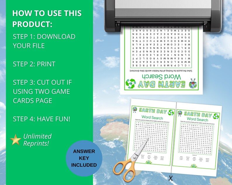 Earth Day Word Search Game, Earth Day Game, Family Game Night, Word ...