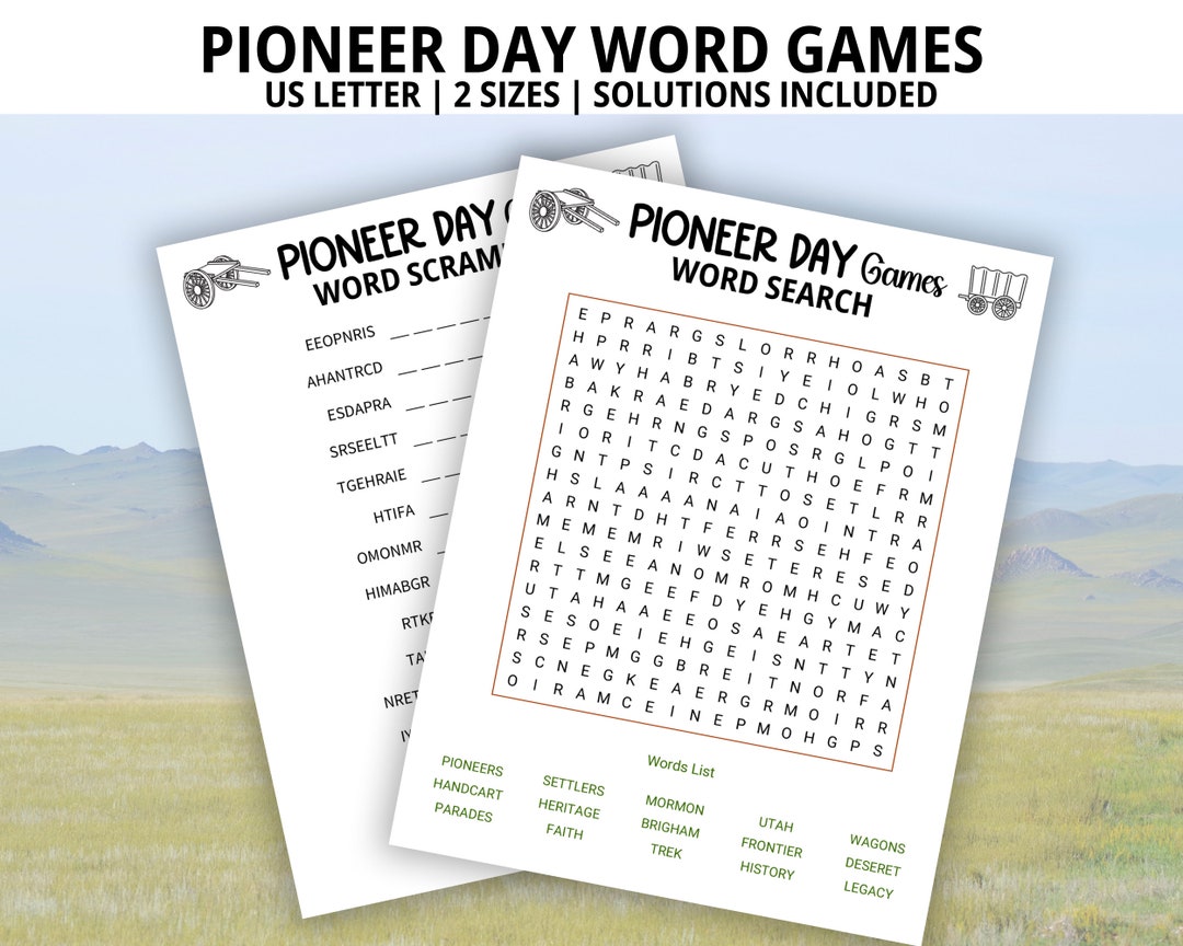 Pioneer Day Word Games, Pioneer Games, Group Games, Word Search ...