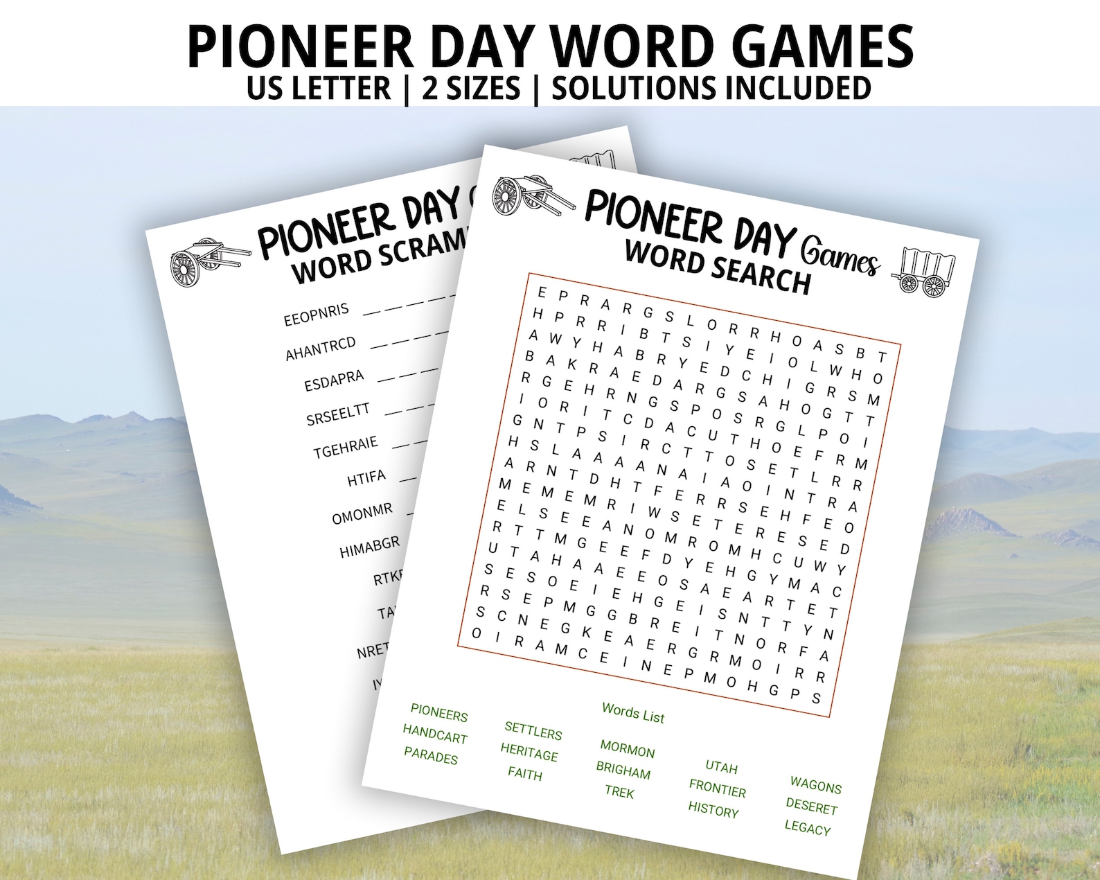 Pioneer Day Word Games, Pioneer Games, Group Games, Word Search ...