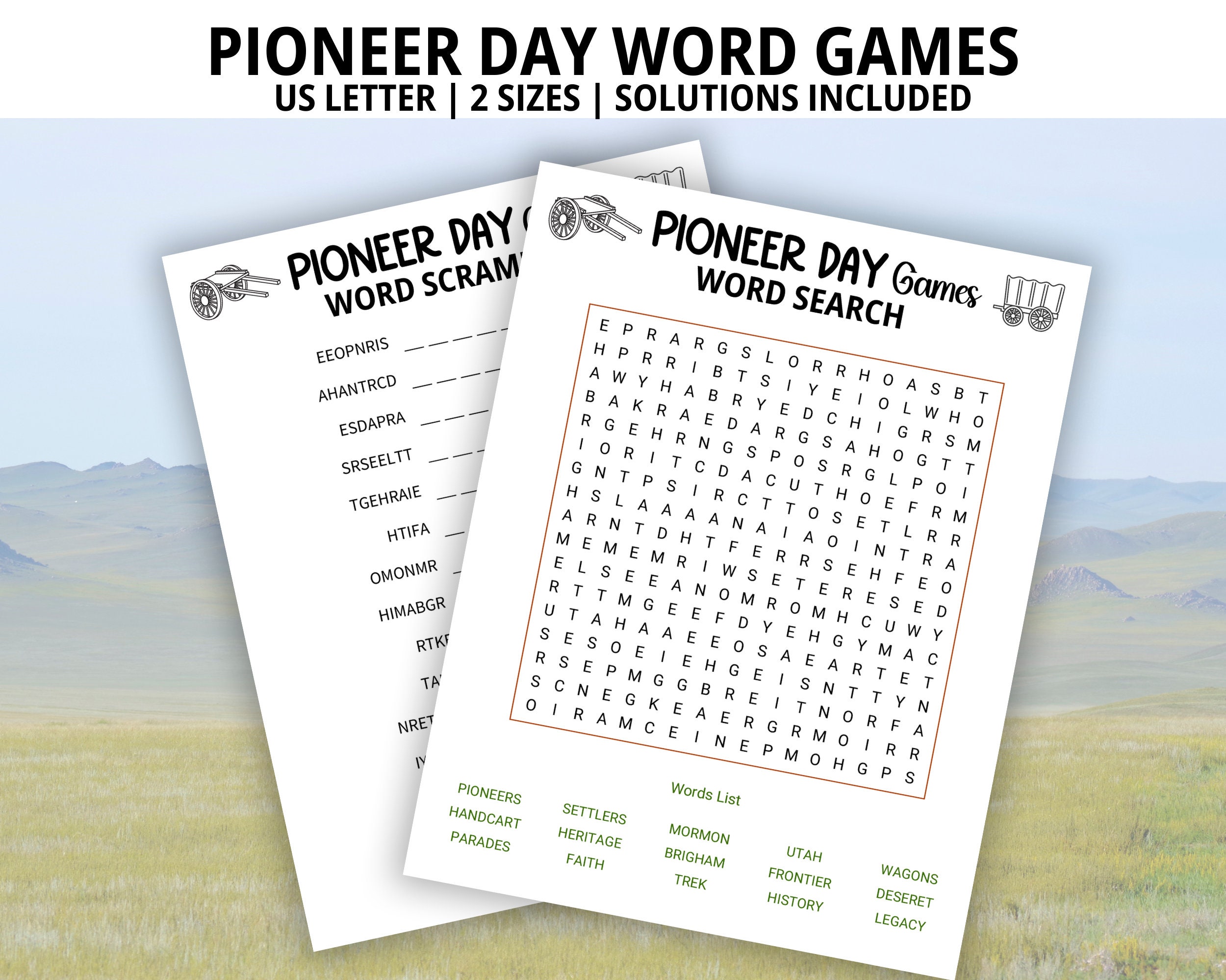 Pioneer Day Word Games, Pioneer Games, Group Games, Word Search ...
