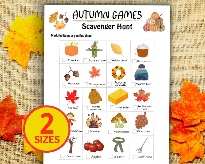 Autumn Scavenger Hunt, Fall Games, Autumn Game, Family Game Night, Kids ...