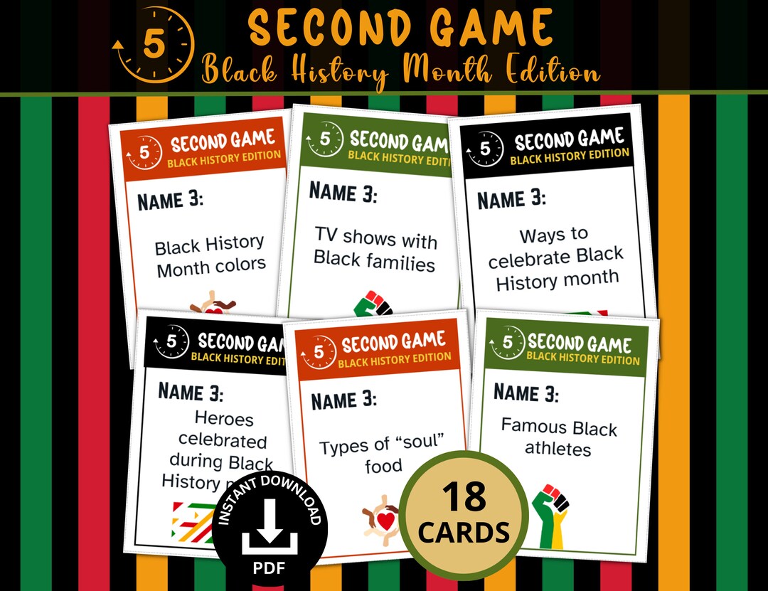 Black History Month 5 Second Game, Black History Month Games, Holiday ...