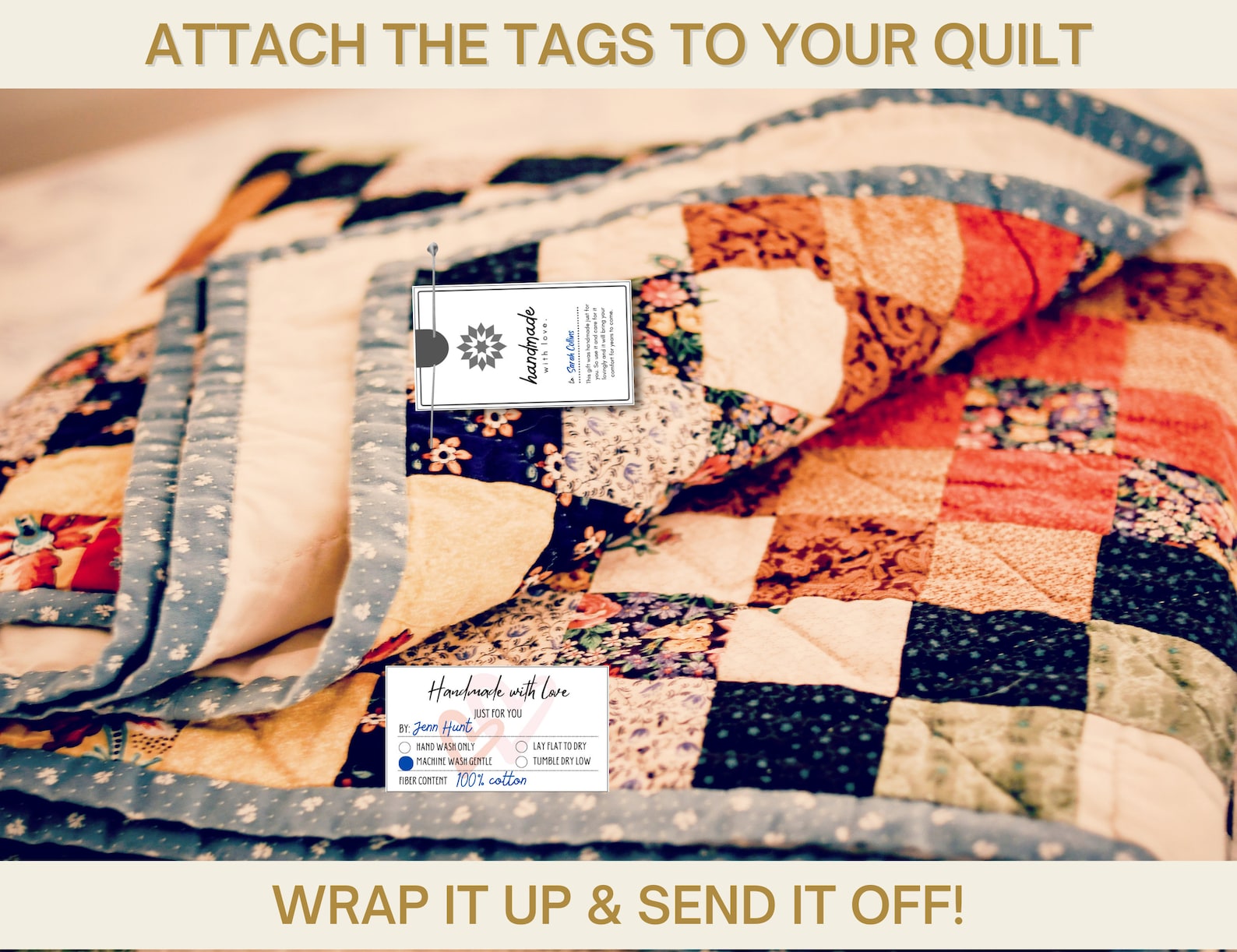 Quilt Care Card, Quilt Care Instructions, Printable, Quilt Care Labels ...