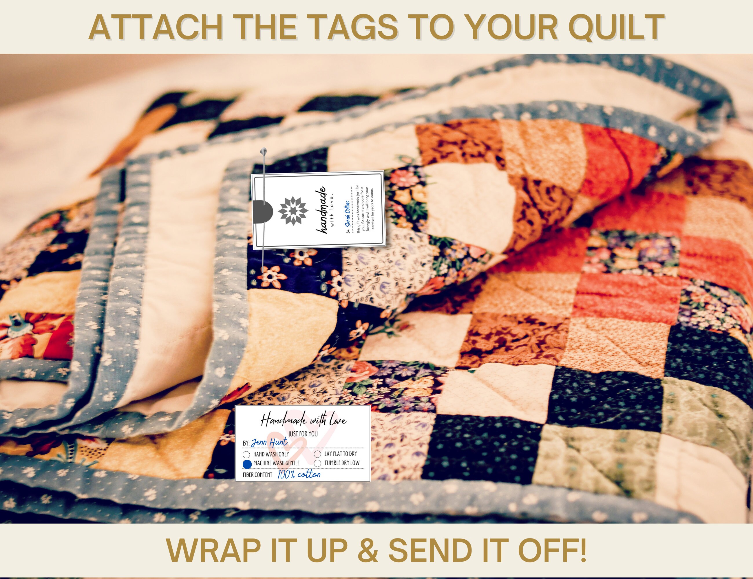 Quilt Care Card, Quilt Care Instructions, Printable, Quilt Care Labels ...