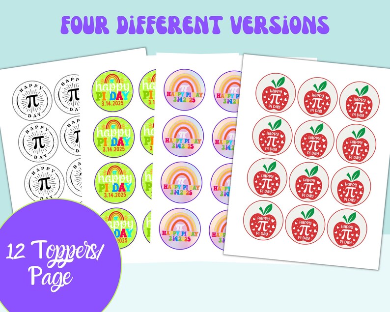 Printable Pi Day Cupcake Toppers, Pi Day Dessert Toppers, Download ...
