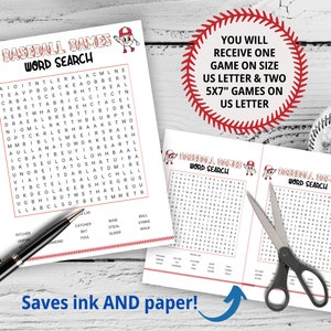 Baseball Word Search Game, Baseball Party Game, Family Game Night, Word ...