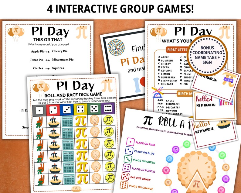 Pi Day Games, 12-game BUNDLE, Pi Day Party, Pi Day Download, Math Games ...