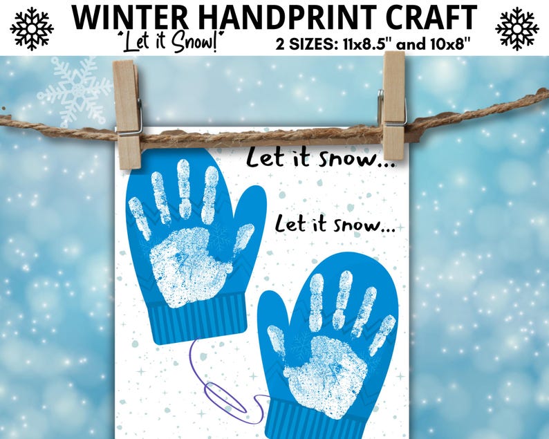Winter Handprint Crafts, Let It Snow, Handprint Art, Winter Handprint ...