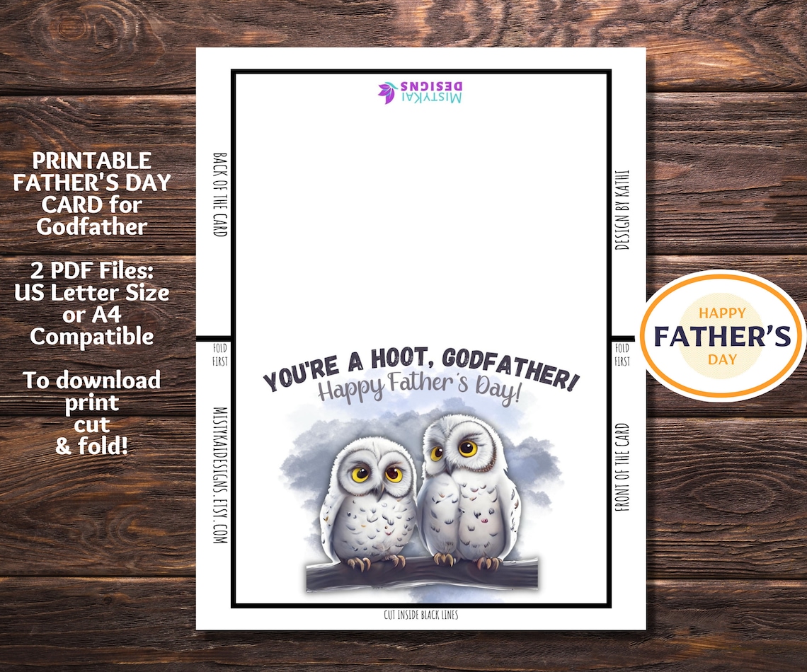 Godfather Card for Fathers Day, Printable, Blank Fathers Day Card ...