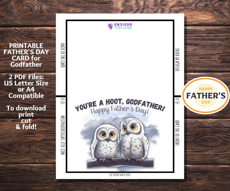 Godfather Card for Fathers Day, Printable, Blank Fathers Day Card ...