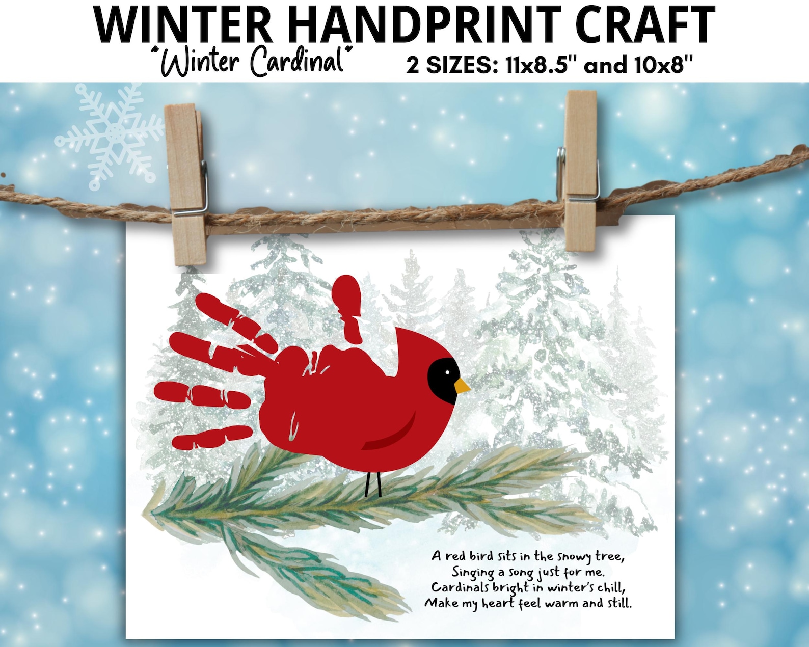 Winter Handprint Craft, Cardinal Handprint, Handprint Art, Winter ...