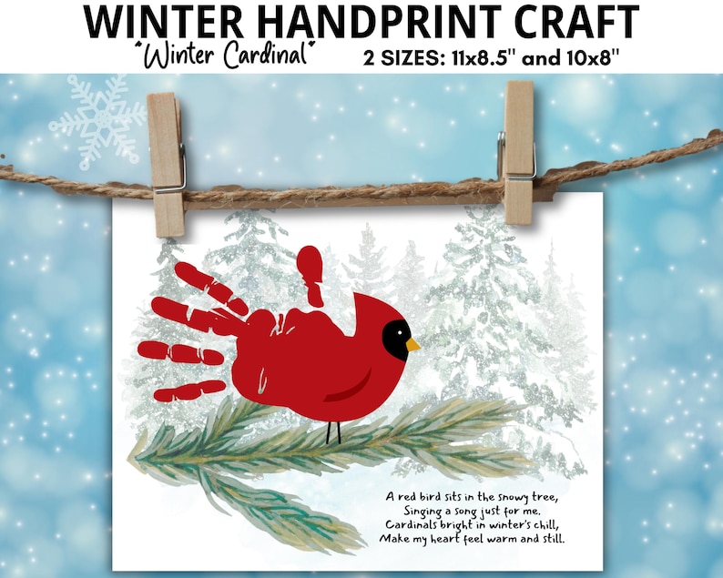 Winter Handprint Craft, Cardinal Handprint, Handprint Art, Winter ...