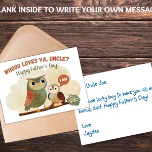 Uncle Fathers Day Card, Printable, Blank Fathers Day Card, Printable ...