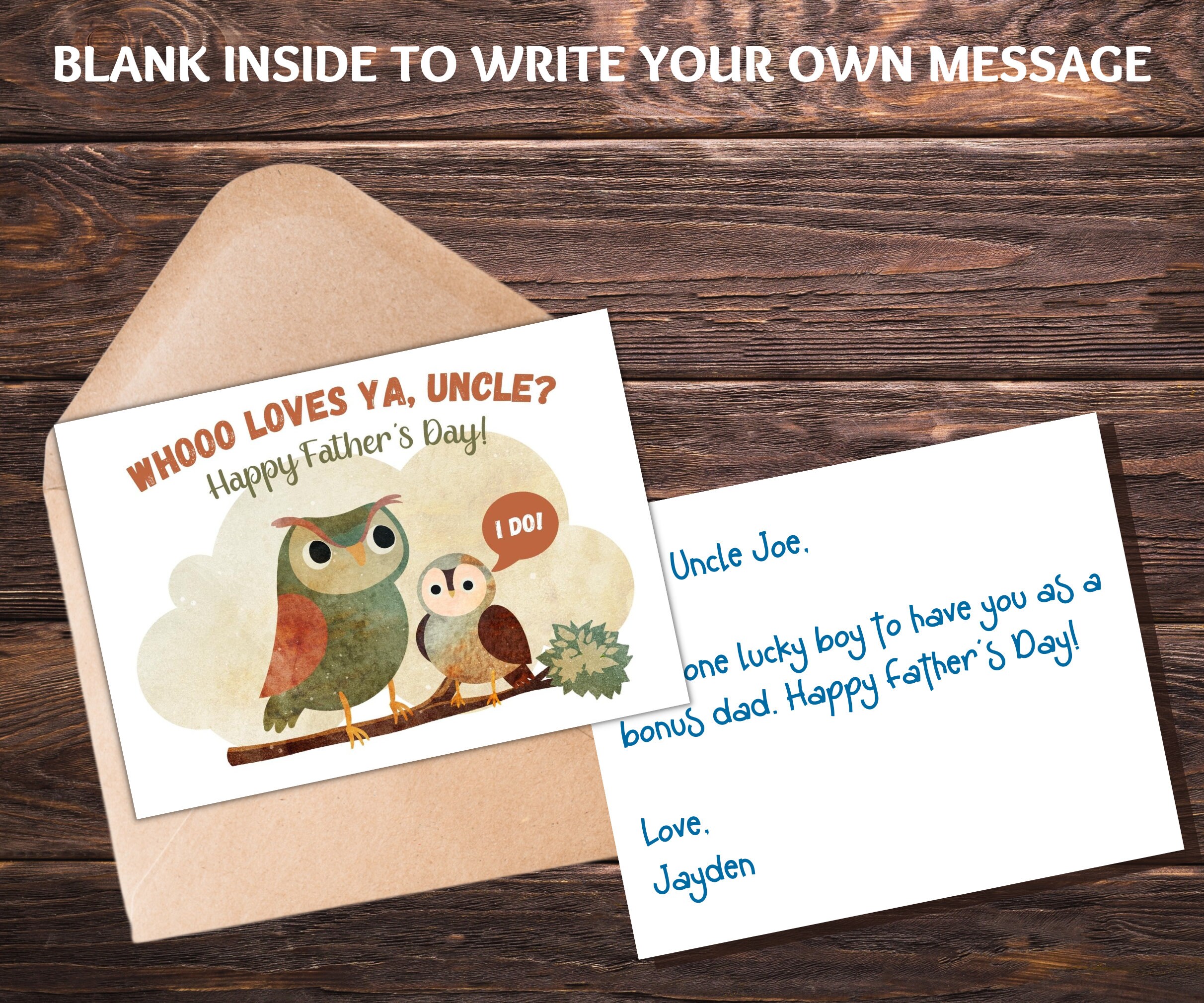 Uncle Fathers Day Card, Printable, Blank Fathers Day Card, Printable ...