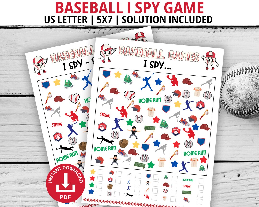 Baseball I Spy Game, Baseball Party Games, I Spy Kids Activity, Family ...