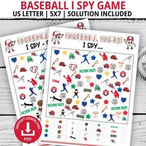 Baseball I Spy Game, Baseball Party Games, I Spy Kids Activity, Family ...