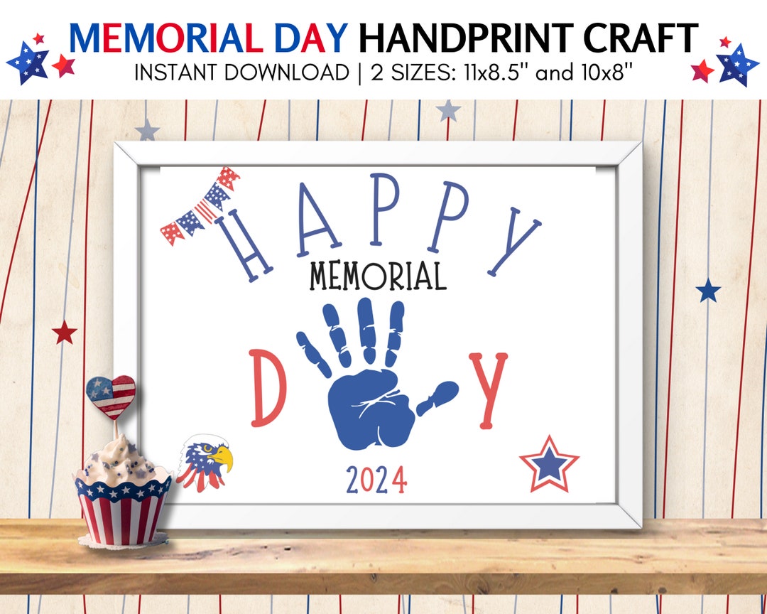 Memorial Day Handprint Craft, Patriotic Handprint Art, Handprint Sign ...