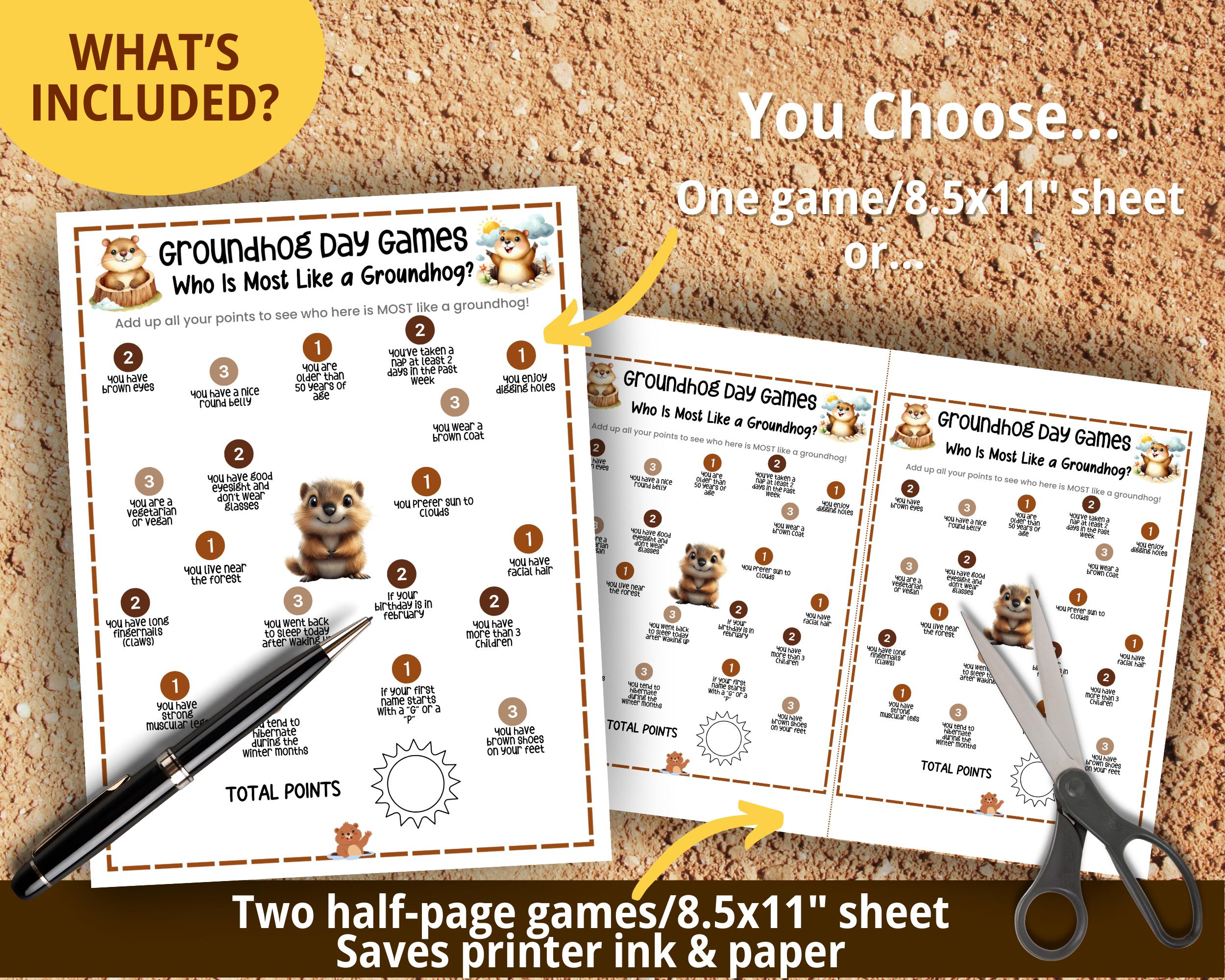 Who is Most Like a Groundhog Game, Groundhog Day Games, Family Game ...