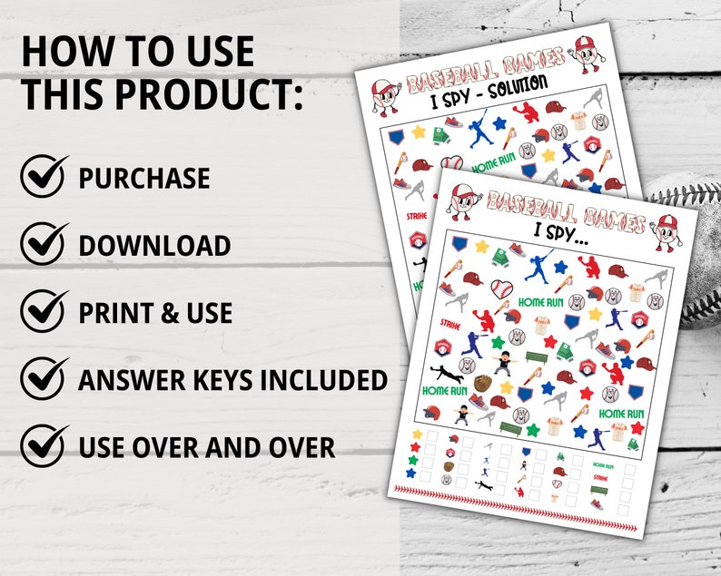 Baseball I Spy Game, Baseball Party Games, I Spy Kids Activity, Family ...