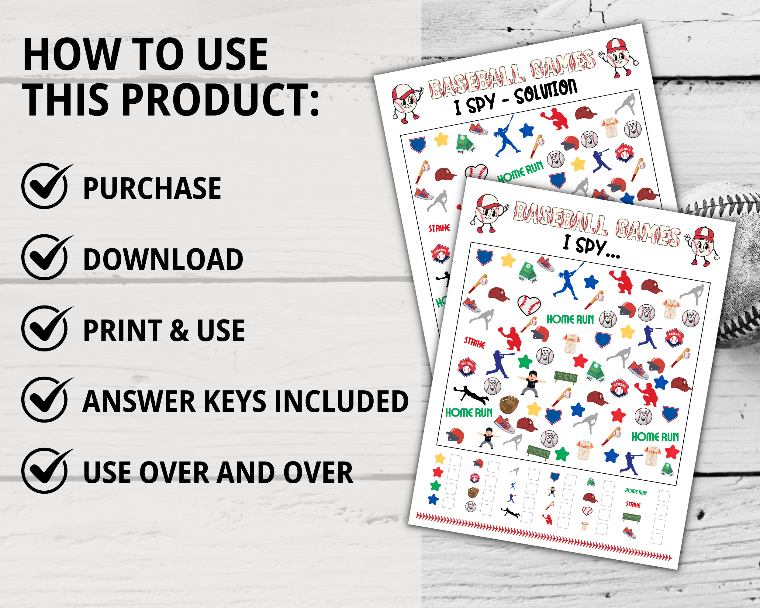 Baseball I Spy Game, Baseball Party Games, I Spy Kids Activity, Family ...