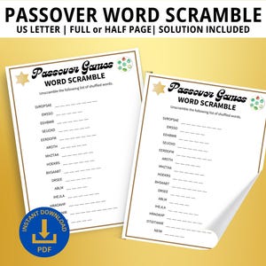 Passover Word Scramble, Passover Games, Jewish Games, Passover Holiday ...