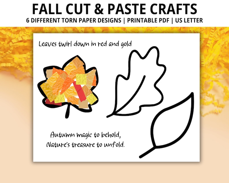 Fall Cut and Paste Craft, Torn Paper Craft, Classroom Activity, Pre ...