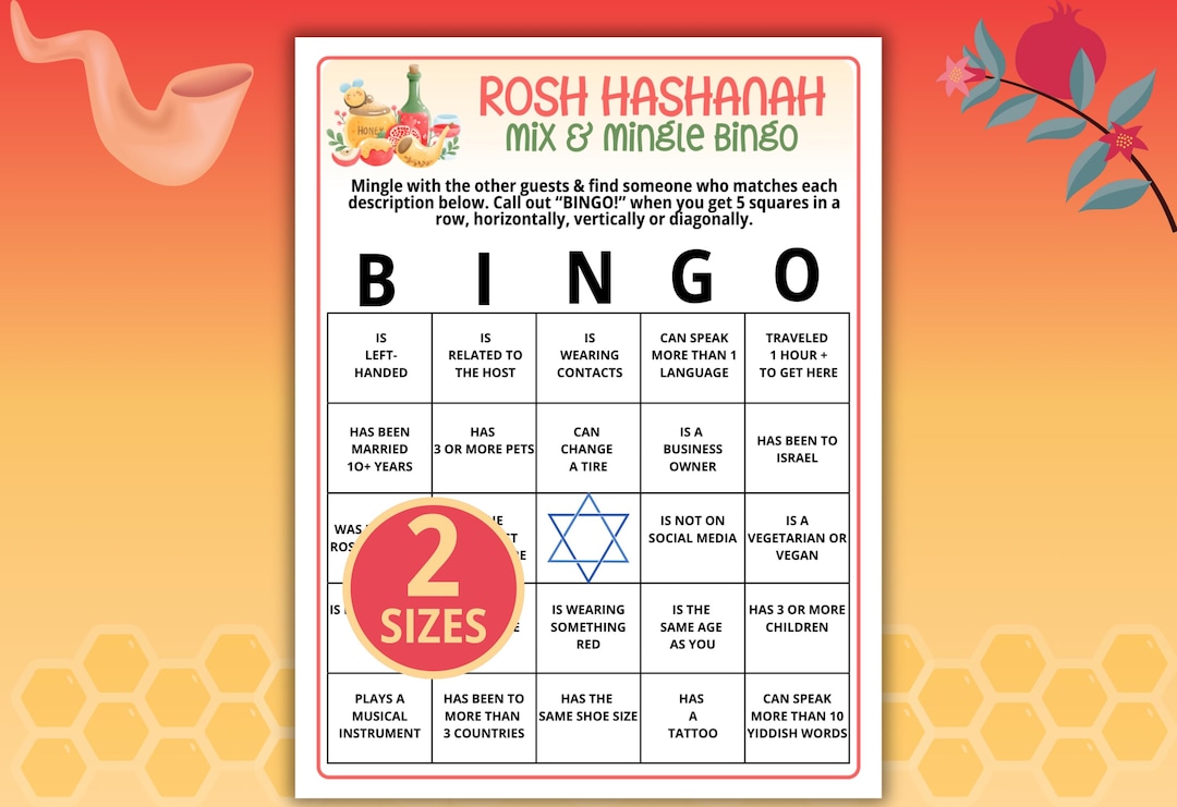 Mix and Mingle, Rosh Hashanah Bingo, Rosh Hashanah Games, Jewish Games ...