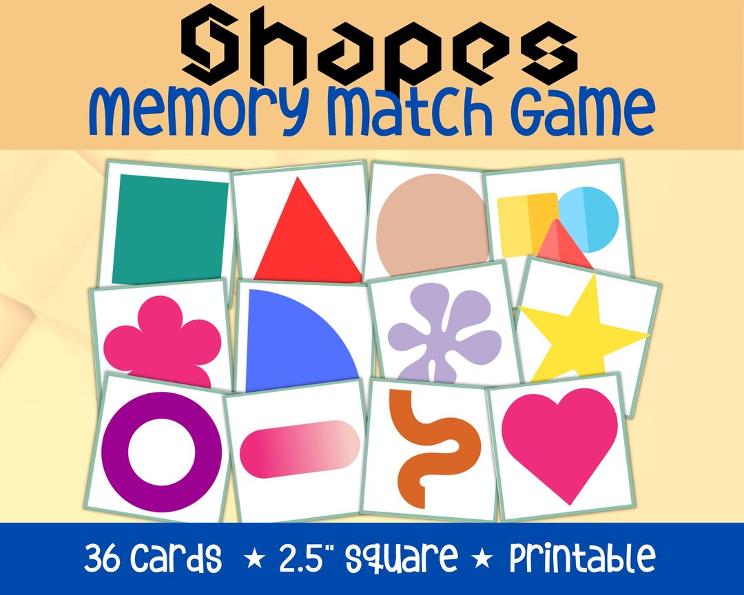 Shapes Memory Match, Shapes Matching Game, Memory Matching Game, Memory ...