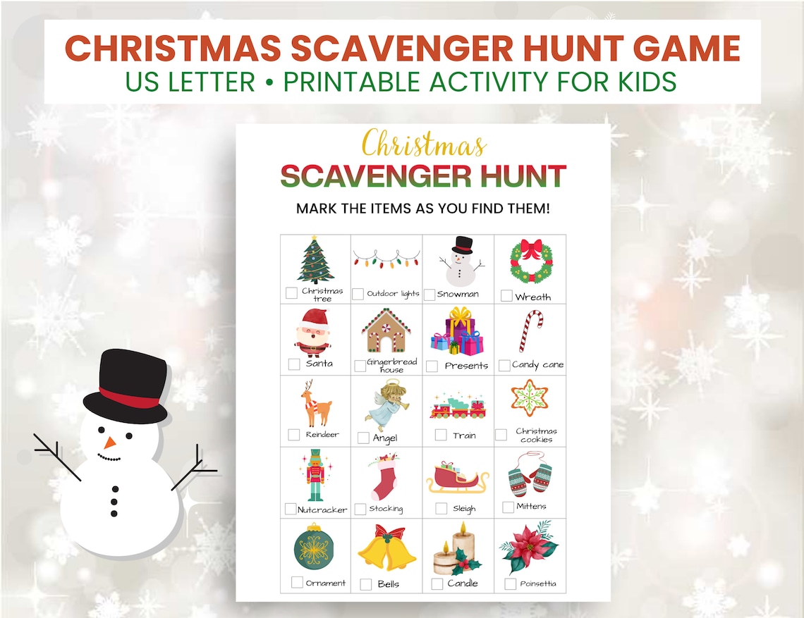Christmas Kids Scavenger Hunt Printable Games for Kids - Etsy