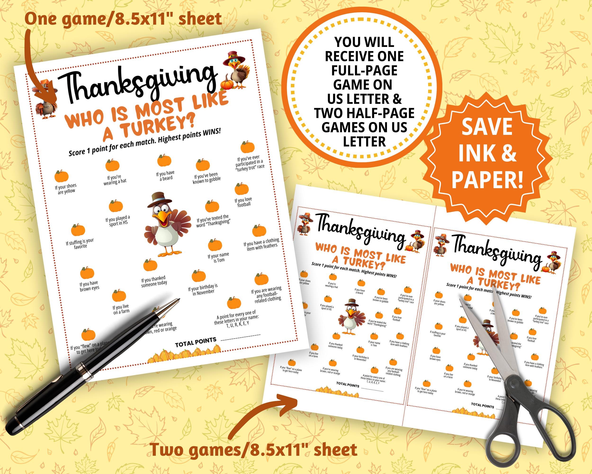 Who is Most Like a Turkey, Thanksgiving Games, Friendsgiving Game ...