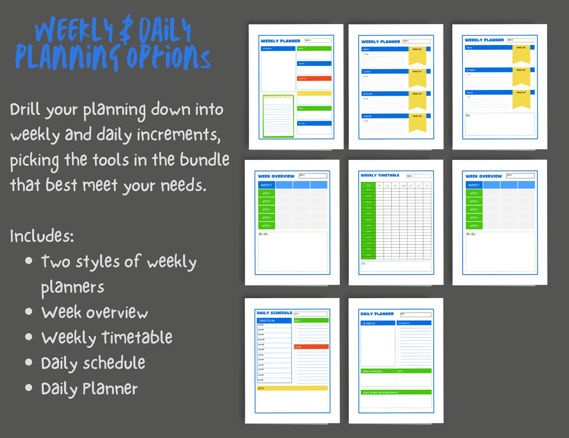 Printable Homeschool Planner Rainbow Colored Homeschool - Etsy