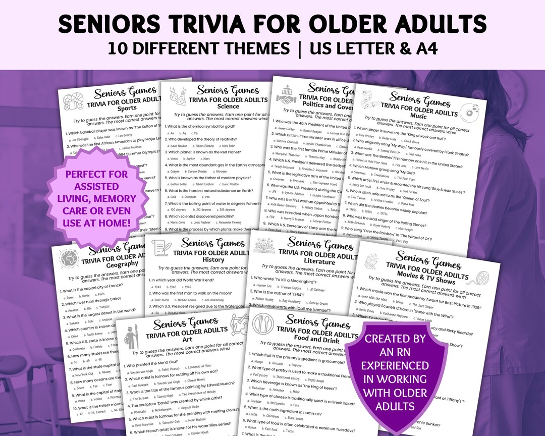Trivia for Seniors Game, Ice Breaker Game, Dementia Activities ...