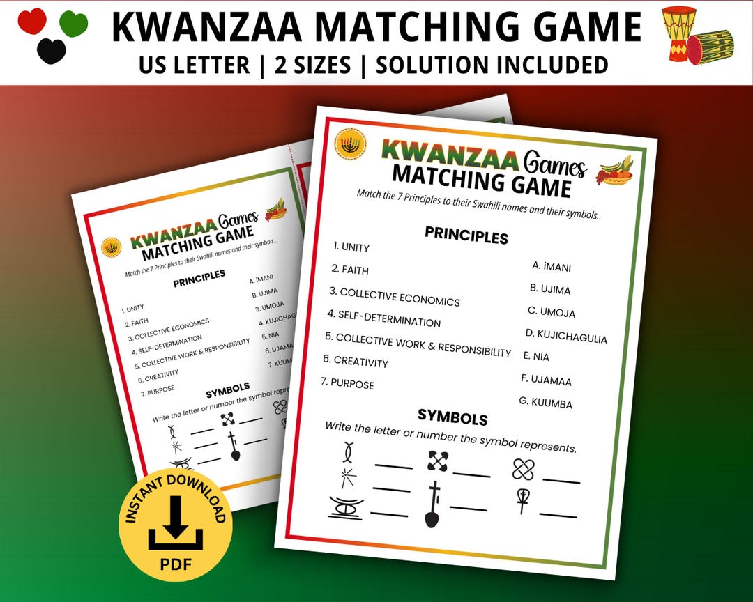 Kwanzaa Matching Game, Kwanzaa Games, Holiday Party Games, Kwanzaa ...