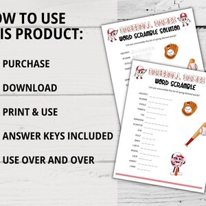 Baseball Word Scramble Game, Baseball Party Game, Family Game Night ...