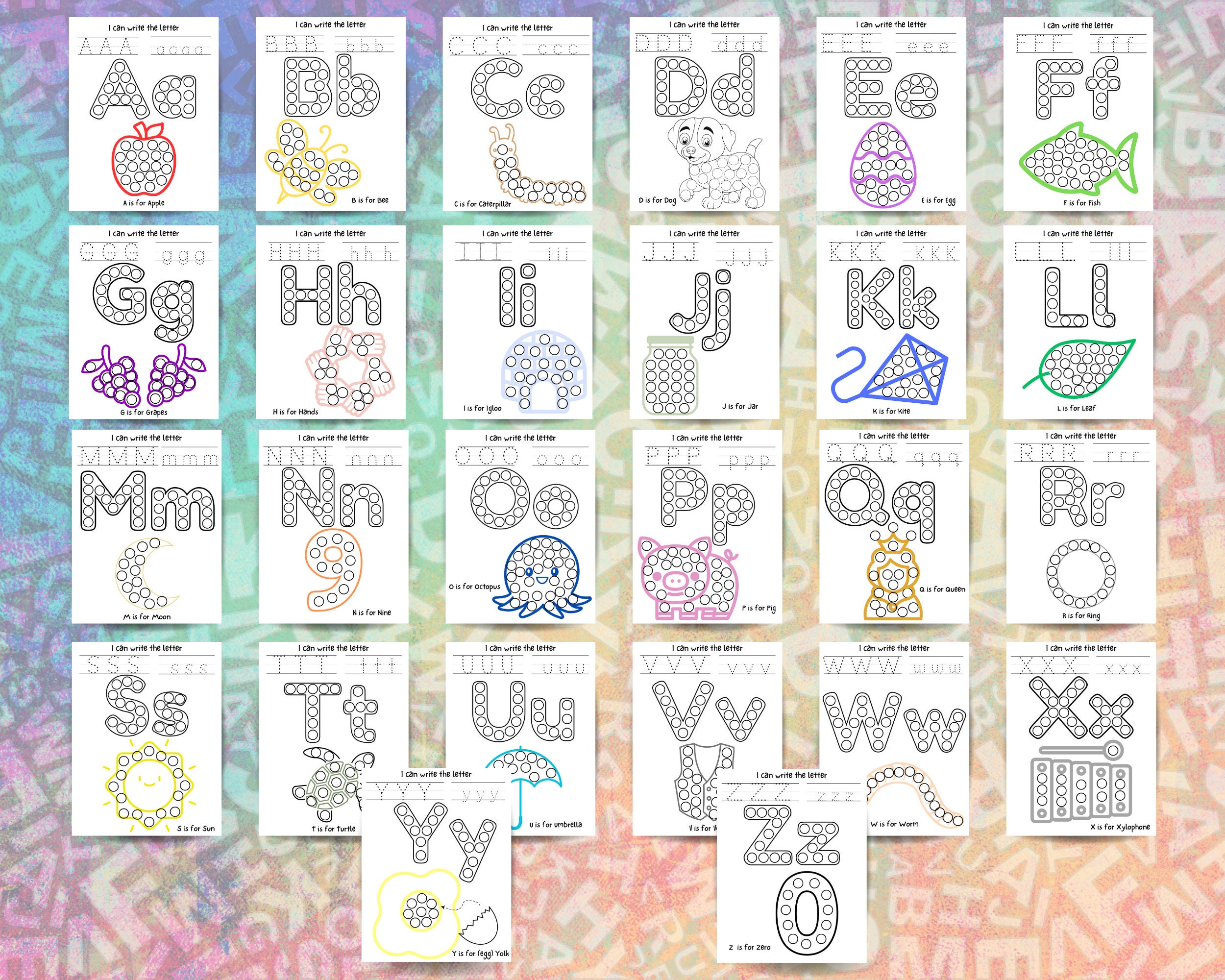 Alphabet Preschool Tracing Worksheets, Dot Marker, Alphabet Letters ...