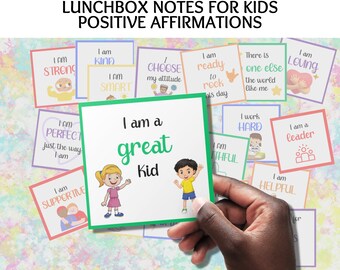 Lunch Box Notes for Kids, Positive Affirmations for Kids, Lunchbox ...